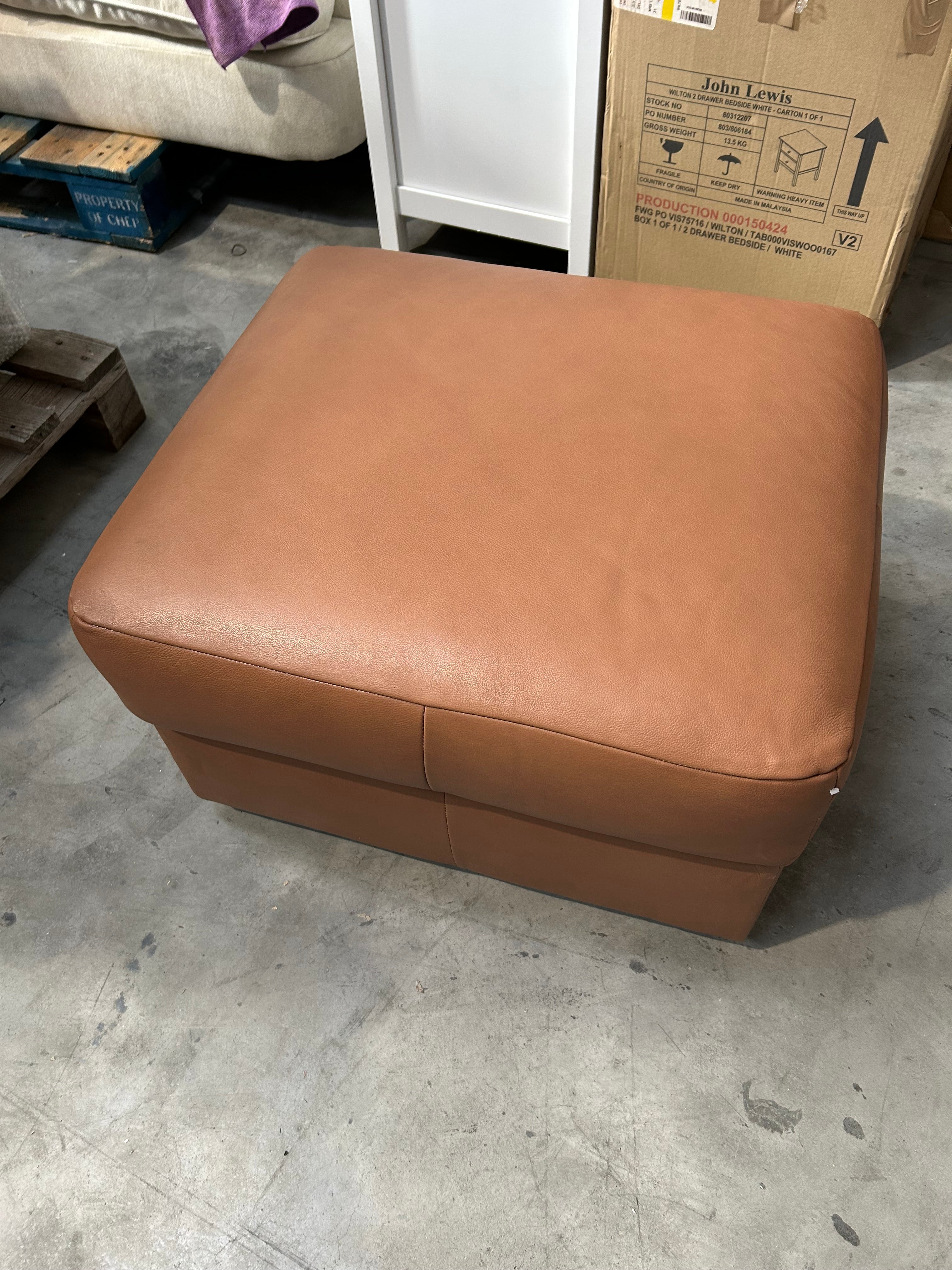 John Lewis Oliver Storage Footstool, Sellvagio Cognac | Home Living ...